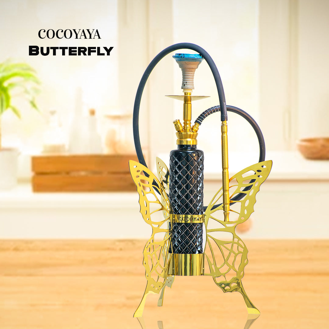 Buy COCOYAYA Butterfly Hookah - Golden / Black Bottle – shopdop.in