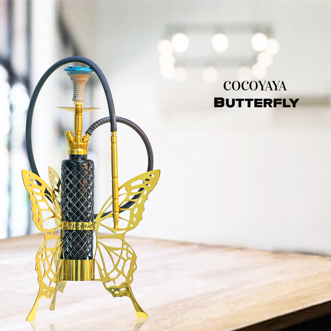 Buy COCOYAYA Butterfly Hookah - Golden / Black Bottle – shopdop.in
