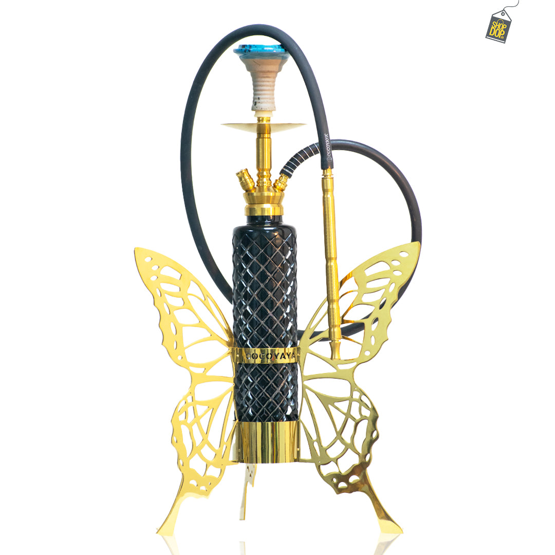Buy COCOYAYA Butterfly Hookah - Golden / Black Bottle – shopdop.in