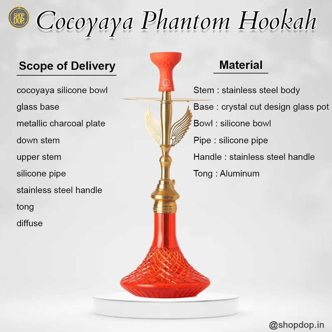 Buy COCOYAYA Phantom Hookah - Golden Stem/Red Base – shopdop.in