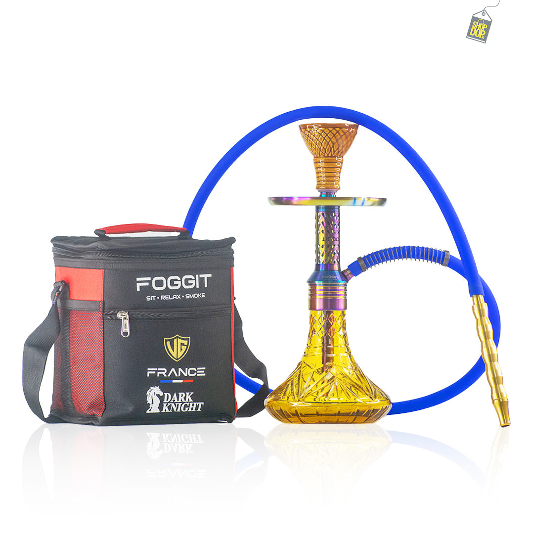 Buy Dark Knight Hookah with Bag - Rainbow Stem / Amber Base – shopdop.in