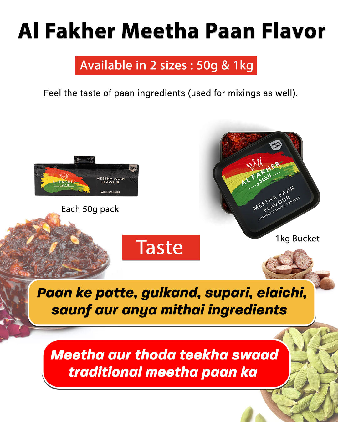 Buy Al Fakher Meetha Paan Hookah Flavor - 1kg Bucket – shopdop.in