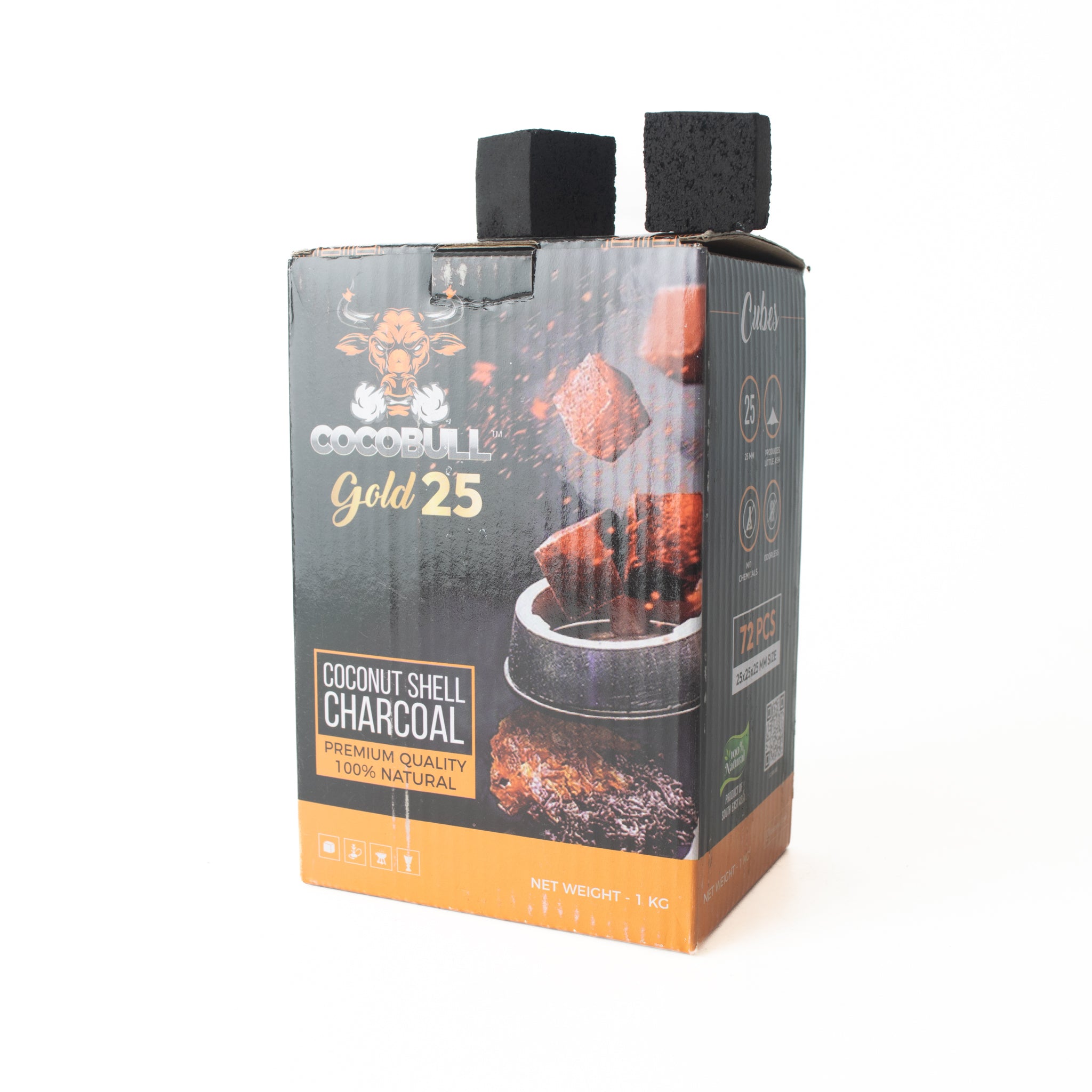 Buy Cocobull Gold Coconut Shell Hookah Charcoal - 1kg (72pcs) – shopdop.in