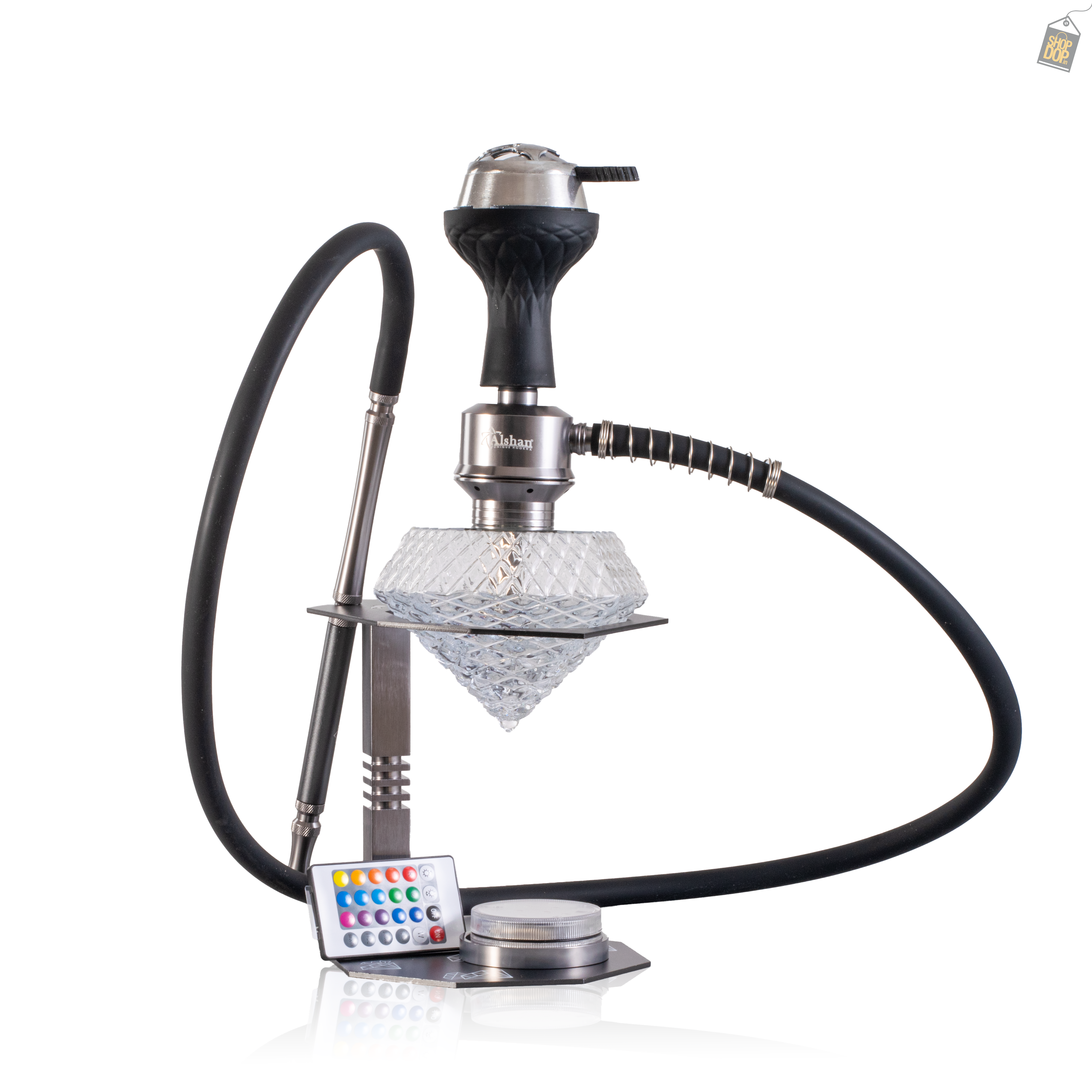 Buy Diamond X Hookah with LED Light & Remote - Black – shopdop.in