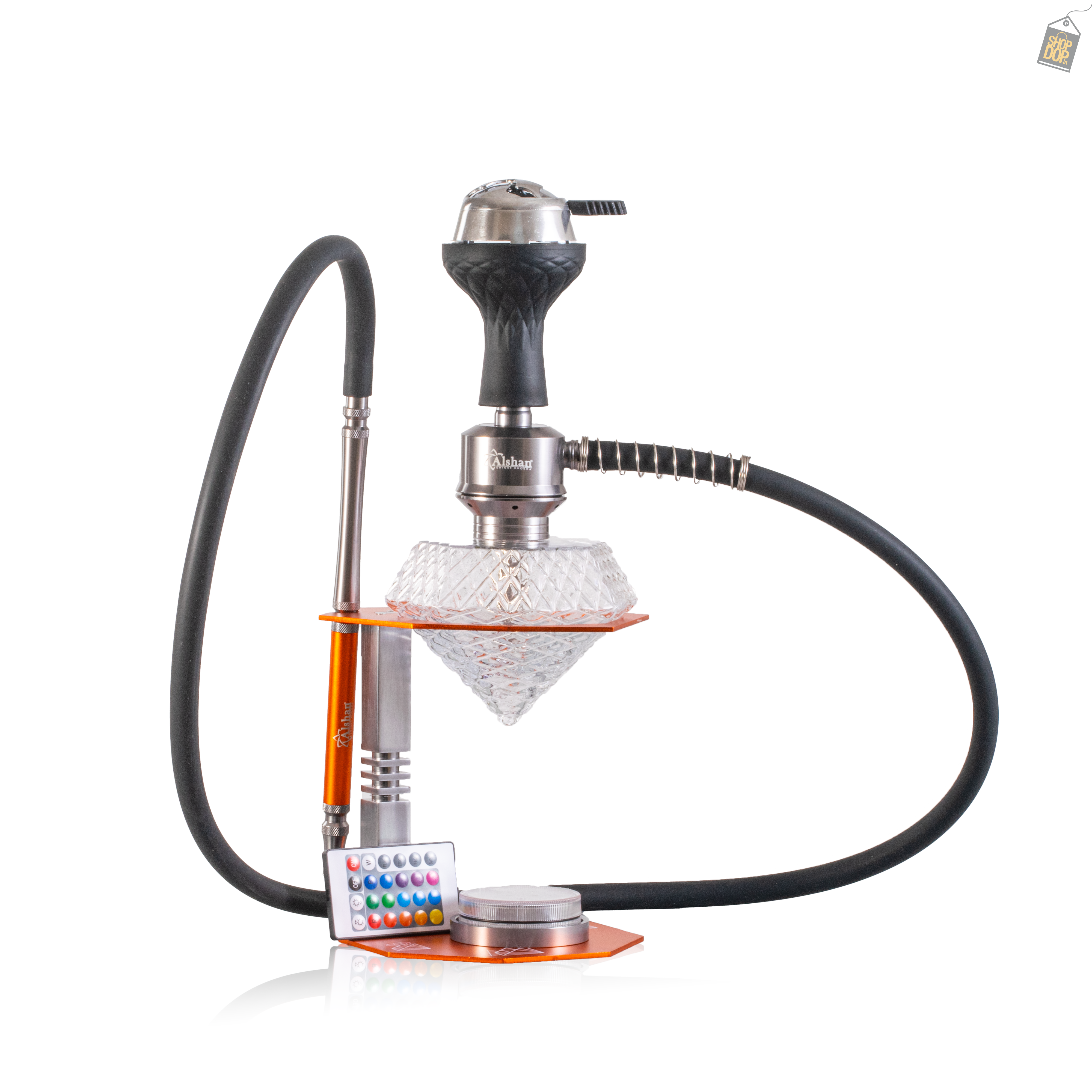 Buy Diamond X Hookah with LED Light & Remote - Orange – shopdop.in